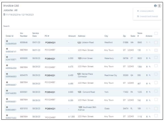 Commercial Portal Invoices